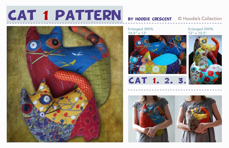Patchwork Cat-1 Pillow - PDF Sewing Pattern / Stuffed Animal - Etsy