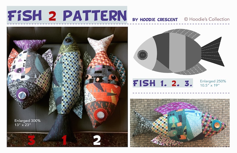 Patchwork Fish-2 Pillow - PDF Sewing Pattern / Stuffed Animal - Etsy