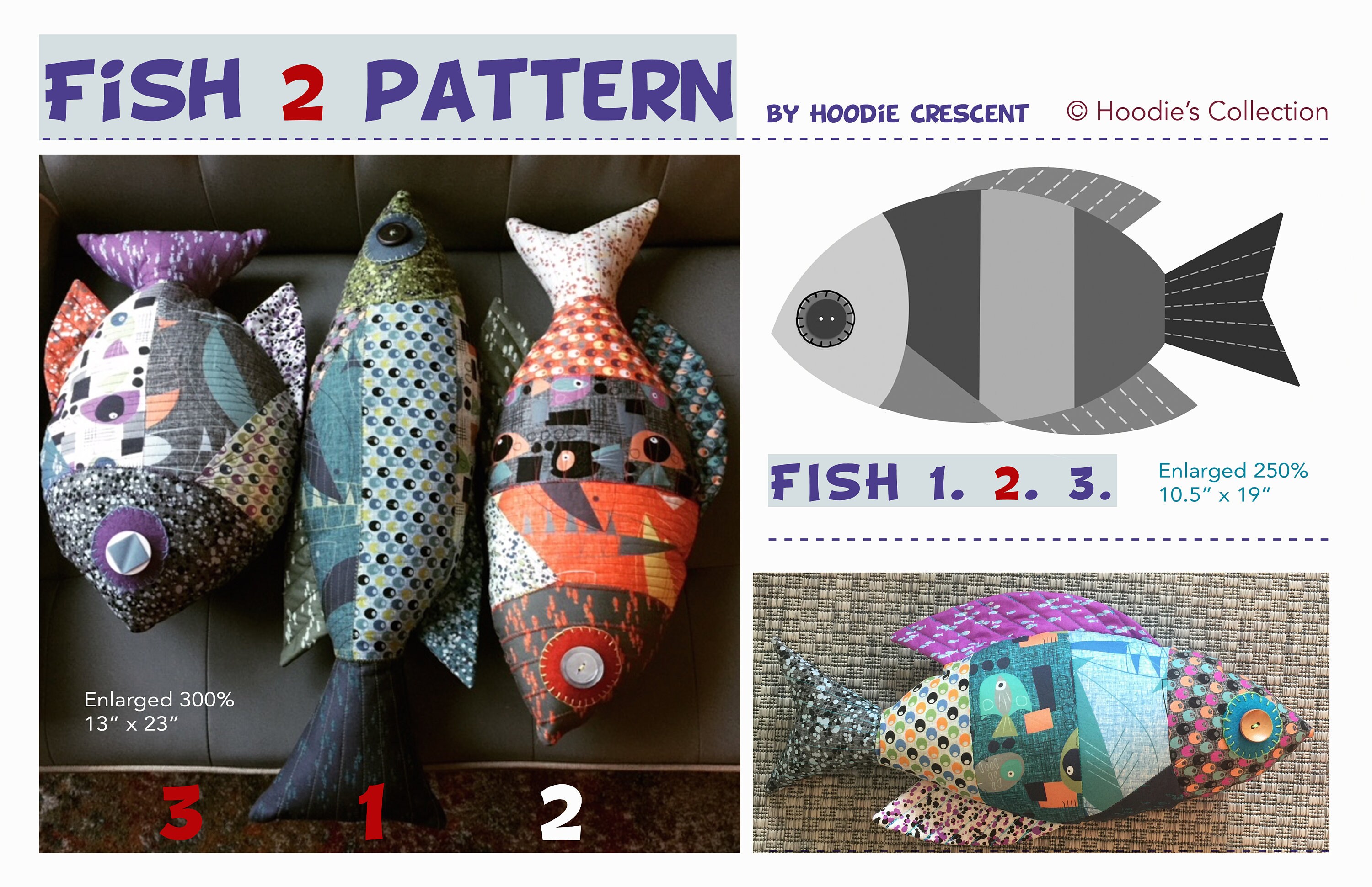 PDF Patchwork Sewing Pattern / Fish 2 Pillow - Etsy