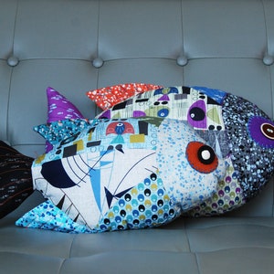 PDF Patchwork Sewing Pattern / Fish 3 Pillow - Etsy