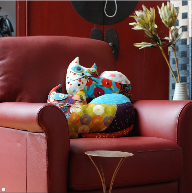 Patchwork Cat-3 Pillow - PDF Sewing Pattern / Stuffed Animal - Etsy