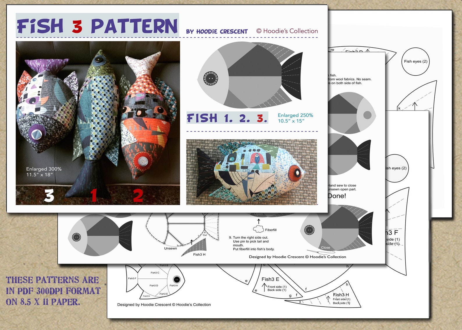 DIY - Patchwork Fish 1.2.3 Combo Sewing Pattern PDF File - Etsy