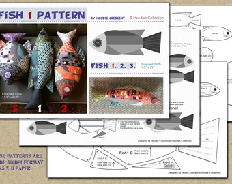 PDF Patchwork Sewing Pattern / Fish 3 Pillow - Etsy