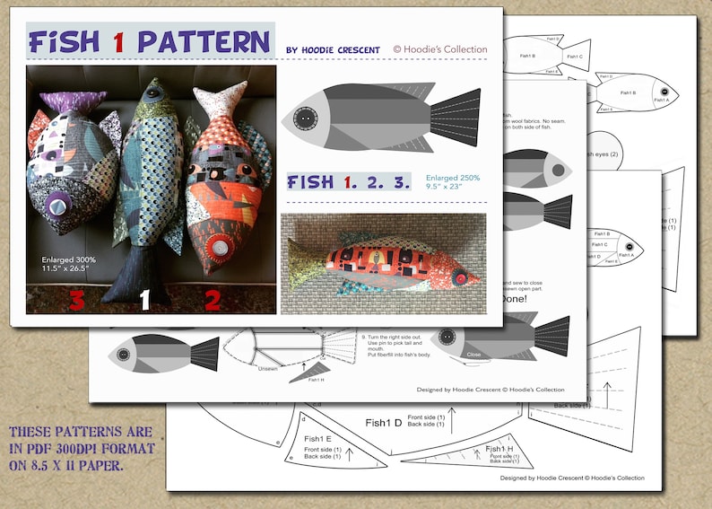 Patchwork Fish-1 Pillow - PDF Sewing Pattern / Stuffed Animal - Etsy