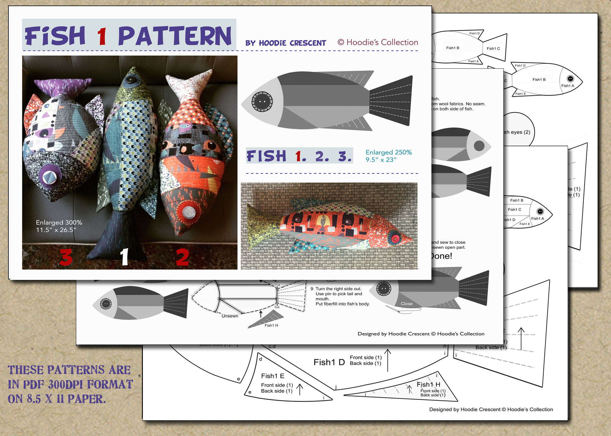 PDF Patchwork Sewing Pattern / Fish 1 Pillow - Etsy
