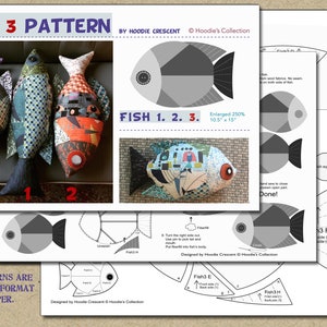 PDF Patchwork Sewing Pattern / Fish 3 Pillow - Etsy
