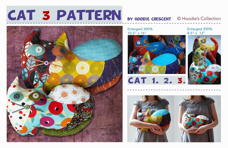 Patchwork Cat-3 Pillow - PDF Sewing Pattern / Stuffed Animal - Etsy