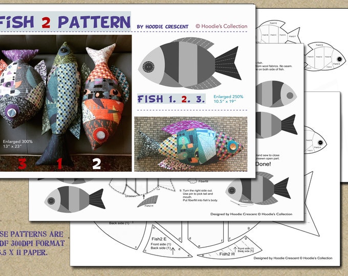 Patchwork Fish-2 Pillow - PDF Sewing Pattern / Stuffed Animal - Etsy
