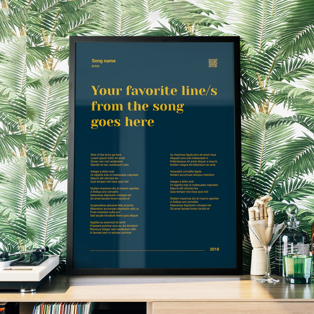 Custom Anniversary Song Lyrics Print, Scan and Play Wall Art ...