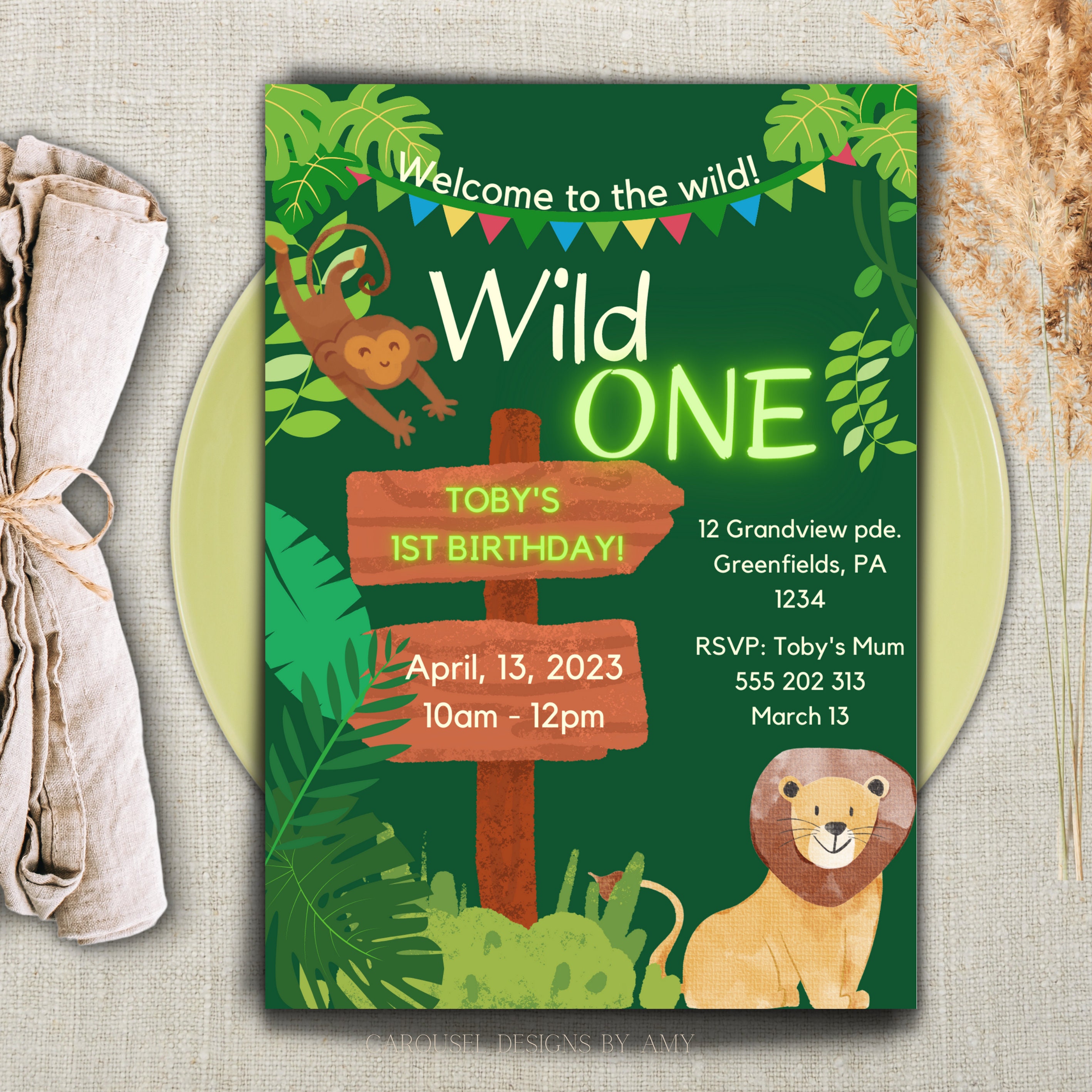 Wild One Birthday Invitation, Wild One Invitation Printable, Wild One ...