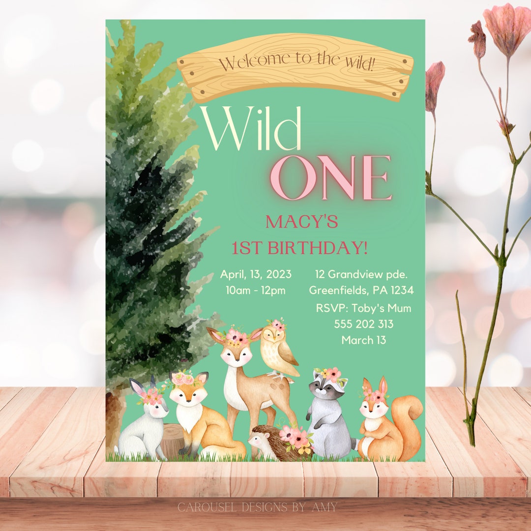 Woodlands Wild One Birthday Invitation, Wild One Invitation Printable ...
