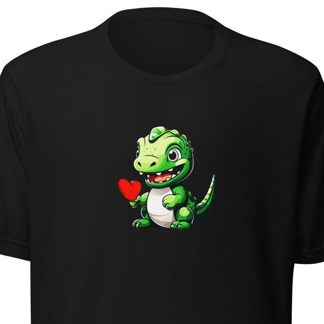 Dinosaur With Heart T-shirt, Cotton, Cute T-rex Heart Love Hug Dinosaur ...