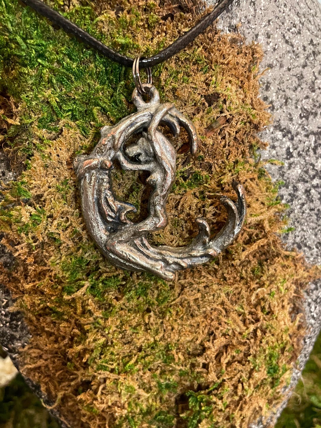 Moon in Virgo Werewolf Pendant, Copper & Silver Plated Sculpt - Etsy