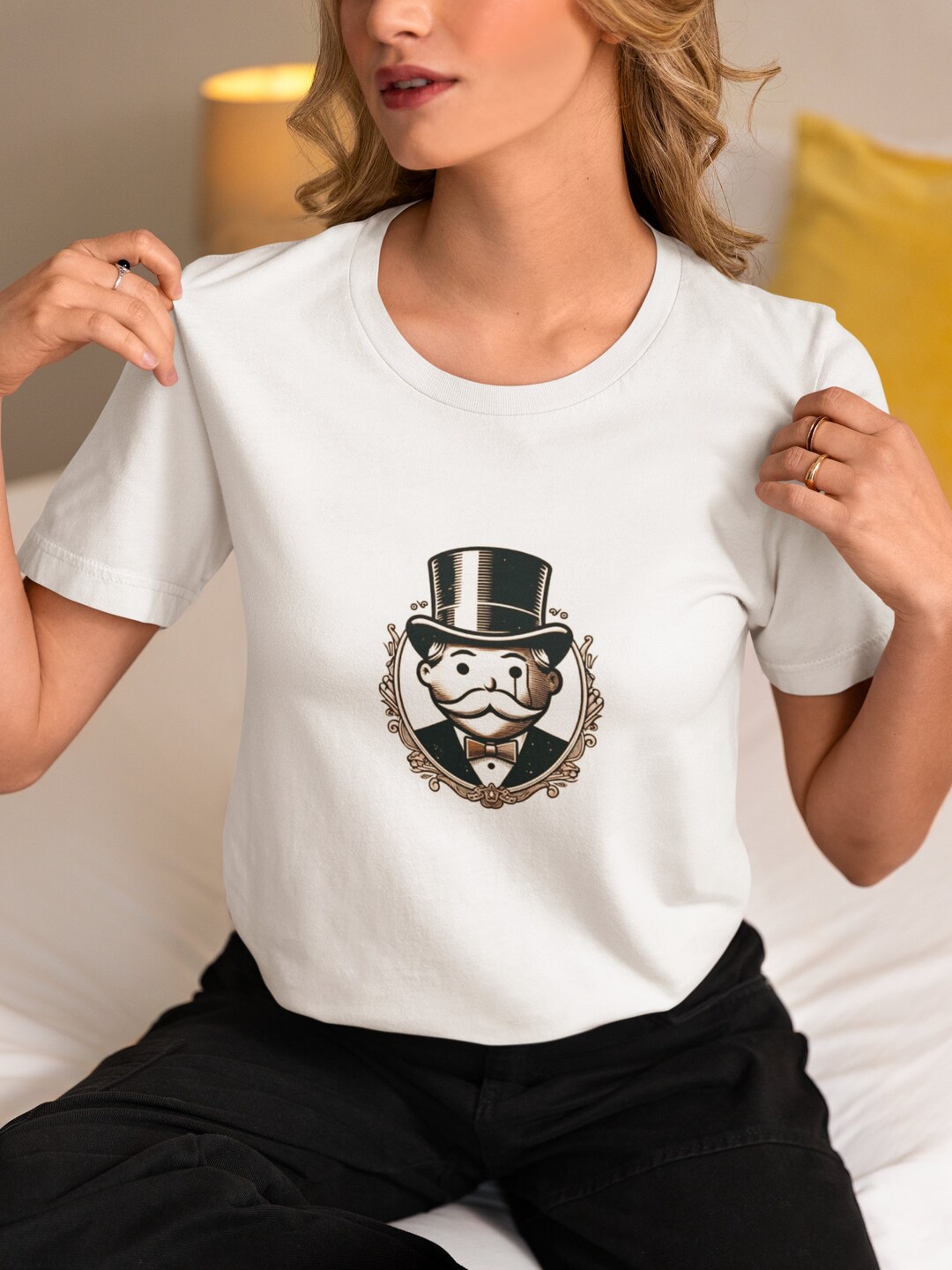 Monopoly Character Art Vintage Top Hat and Mustache Portrait for Unique ...
