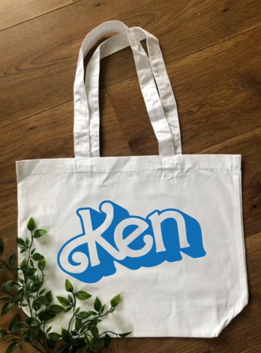 Ken Inspired Logo White Cotton 10 Litre Tote Bag Barbie Design Shoulder ...