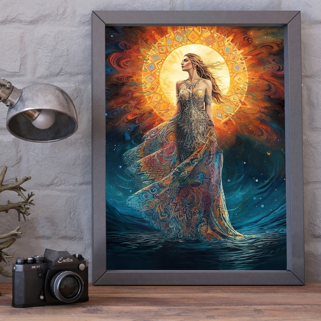 Sol Goddess Printable Wall Art Psychedelic Sun Goddess Divine Feminine ...
