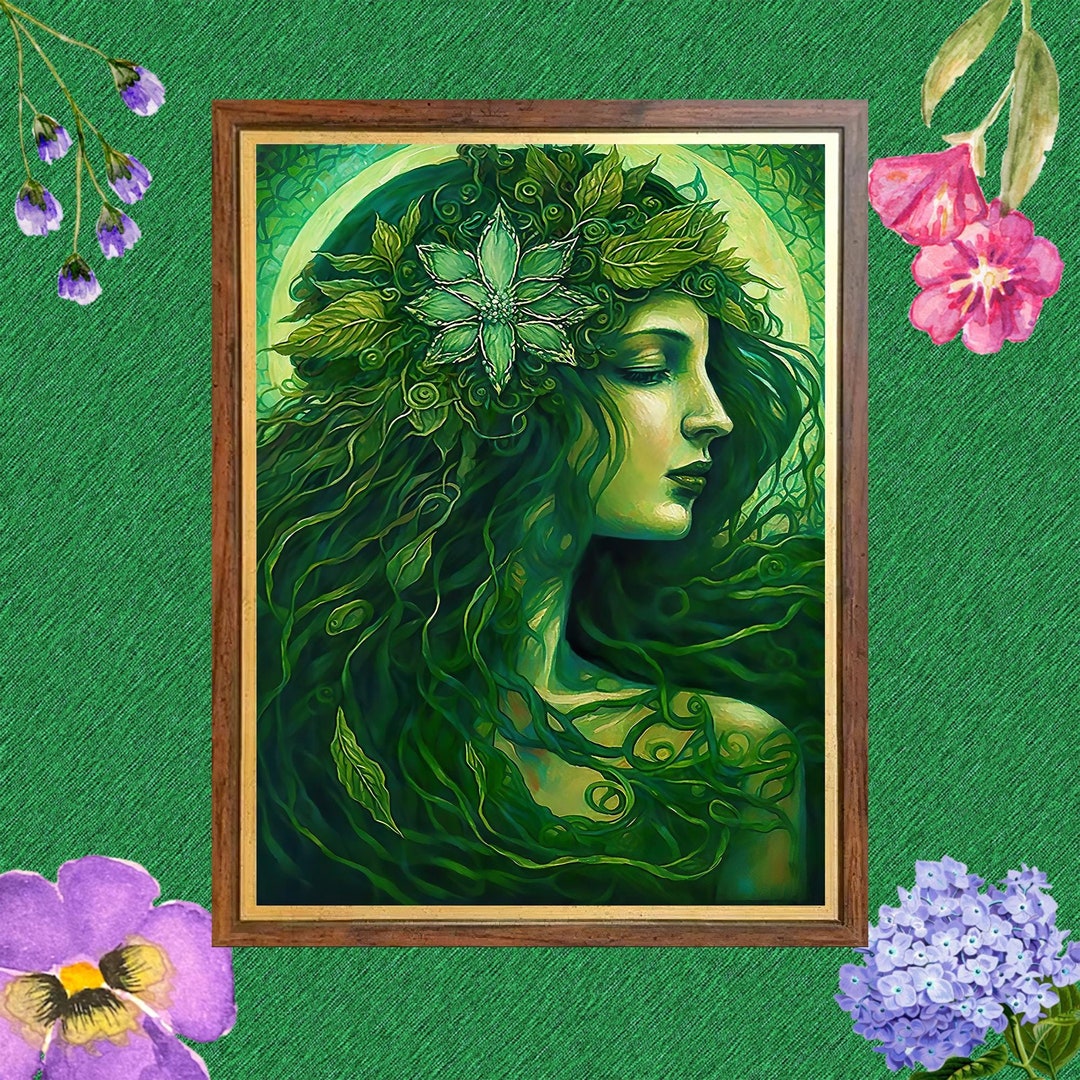 Gaia Goddess Printable Wall Art Pagan Mythology Psychedelic Goddess Art ...