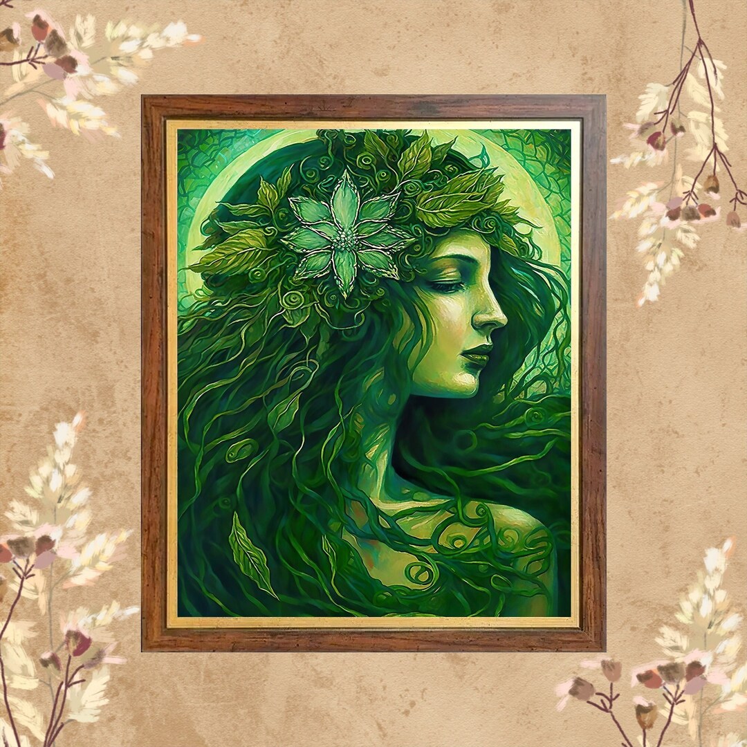 Green Goddess Gaia 8x10 Print Pagan Mythology Psychedelic Goddess Art ...