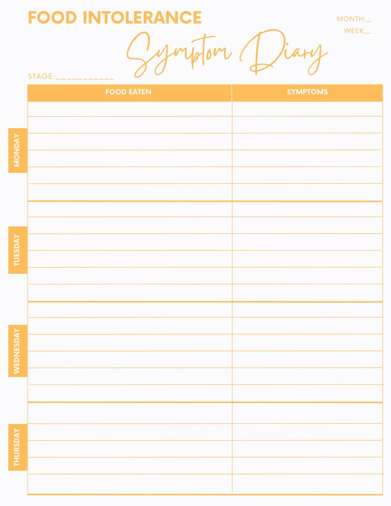 Food Intake and Symptom Tracker | 40-page Diary | FODMAP, Chemical ...