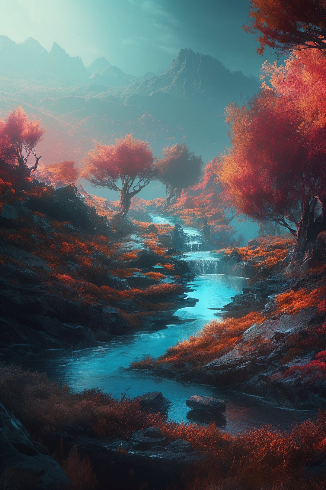 Autumn Forest 4K Fantasy RGB Landscape Scenery Art. Digital Print ...