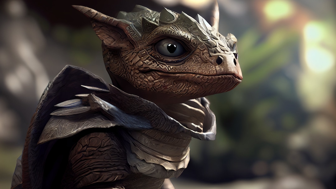 Baby Argonian Warrior 4K, Elder Scrolls, Digital Printable Art, Instant ...