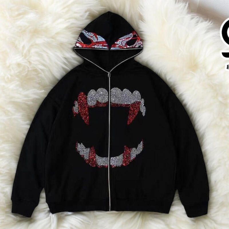 Mens Rhinestone Zip up Hoodie - Etsy