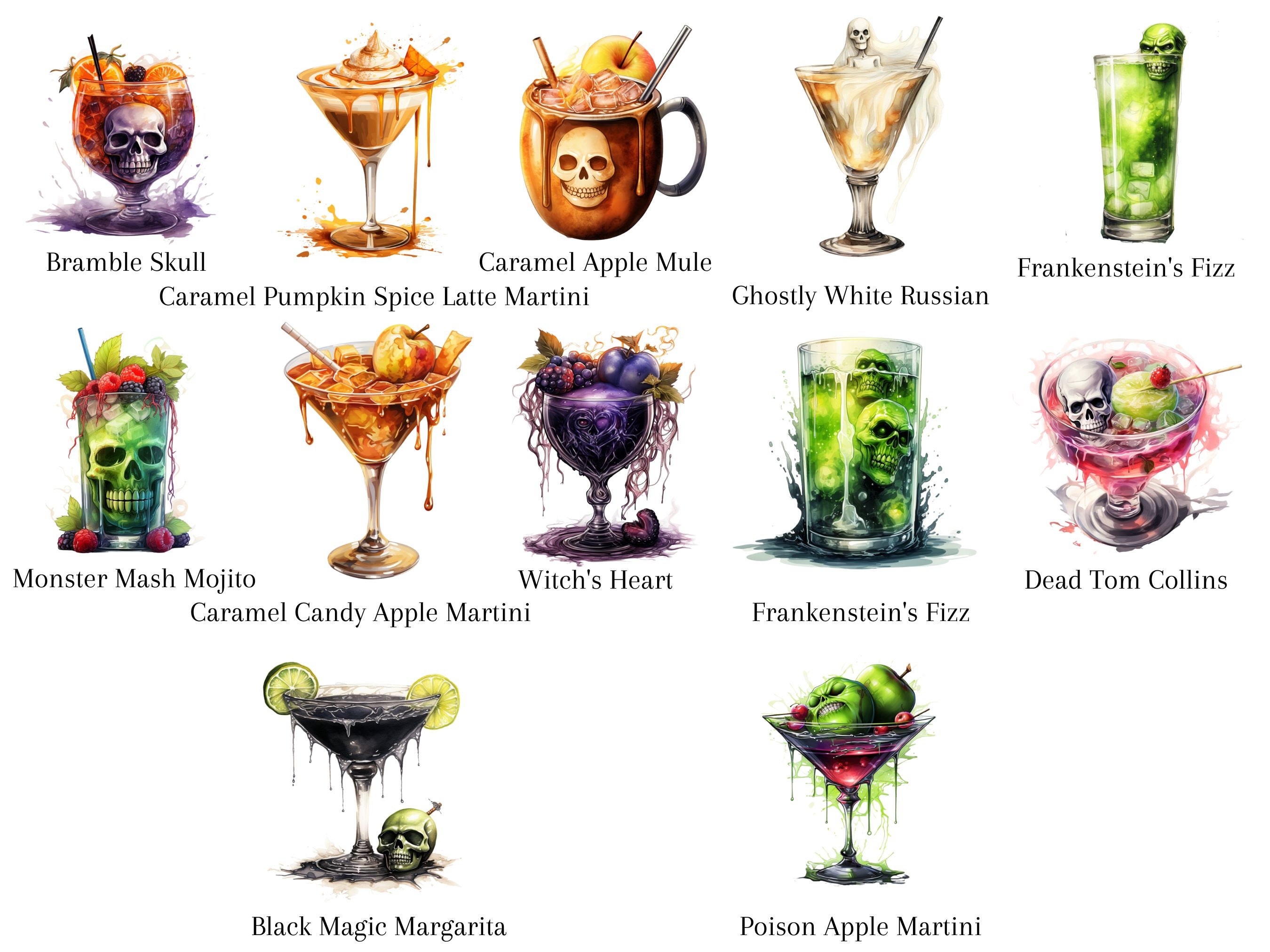 Gruesome Cocktails Clipart Set Halloween Clipart Halloween - Etsy UK