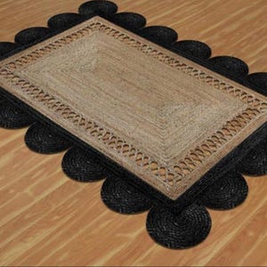 Hand Made Black With Natural Jute Rugs Natural Effect 4X6 5x8 6x9 8x10 ...