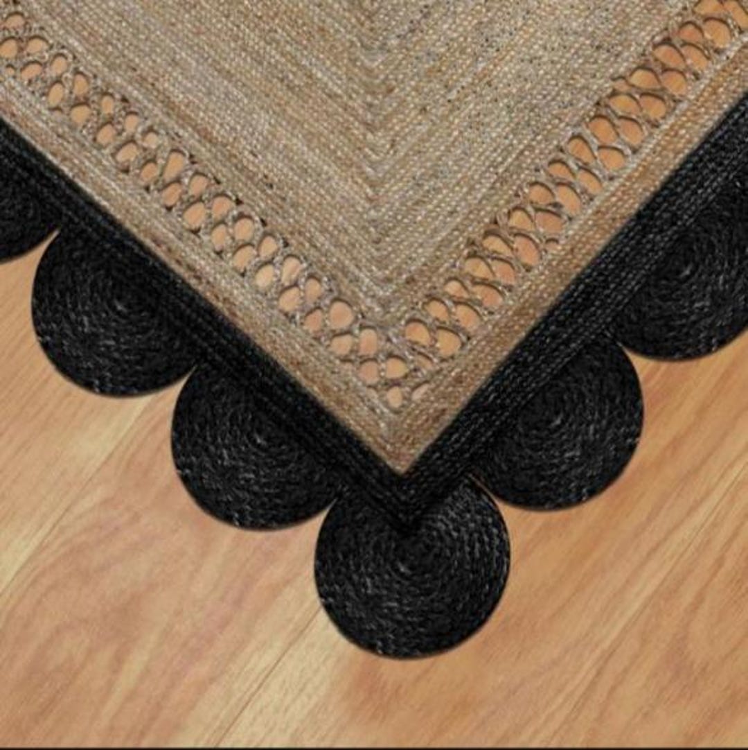 Hand Made Black With Natural Jute Rugs Natural Effect 4X6 5x8 6x9 8x10 ...