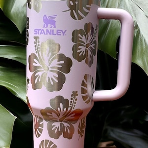40 Oz Stanley Tiger Lily Tumbler Engraved With Hibiscus Flowers. - Etsy