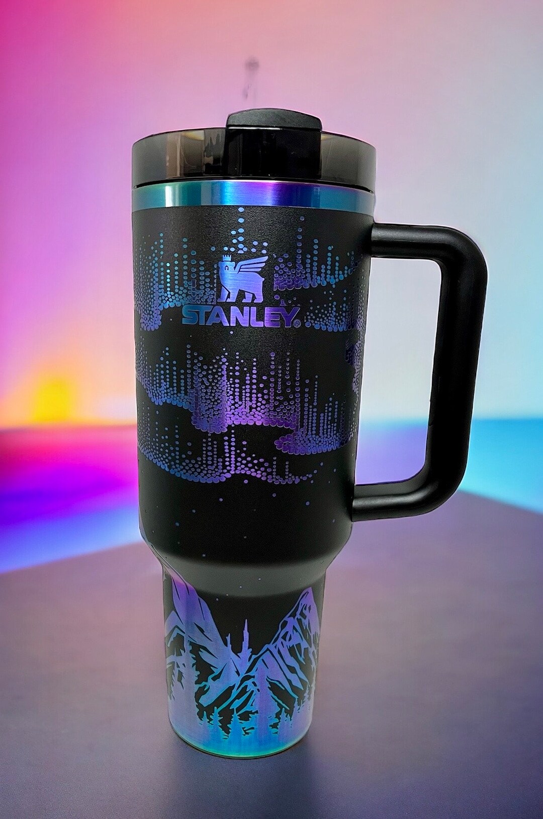 40 Oz Black Chroma Stanley Engraved With Northern Lights. - Etsy