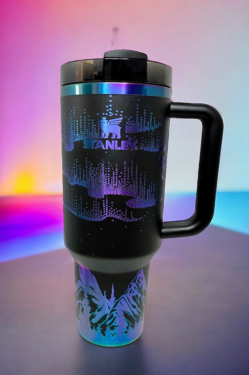 40 Oz Black Chroma Stanley Engraved With Northern Lights. - Etsy