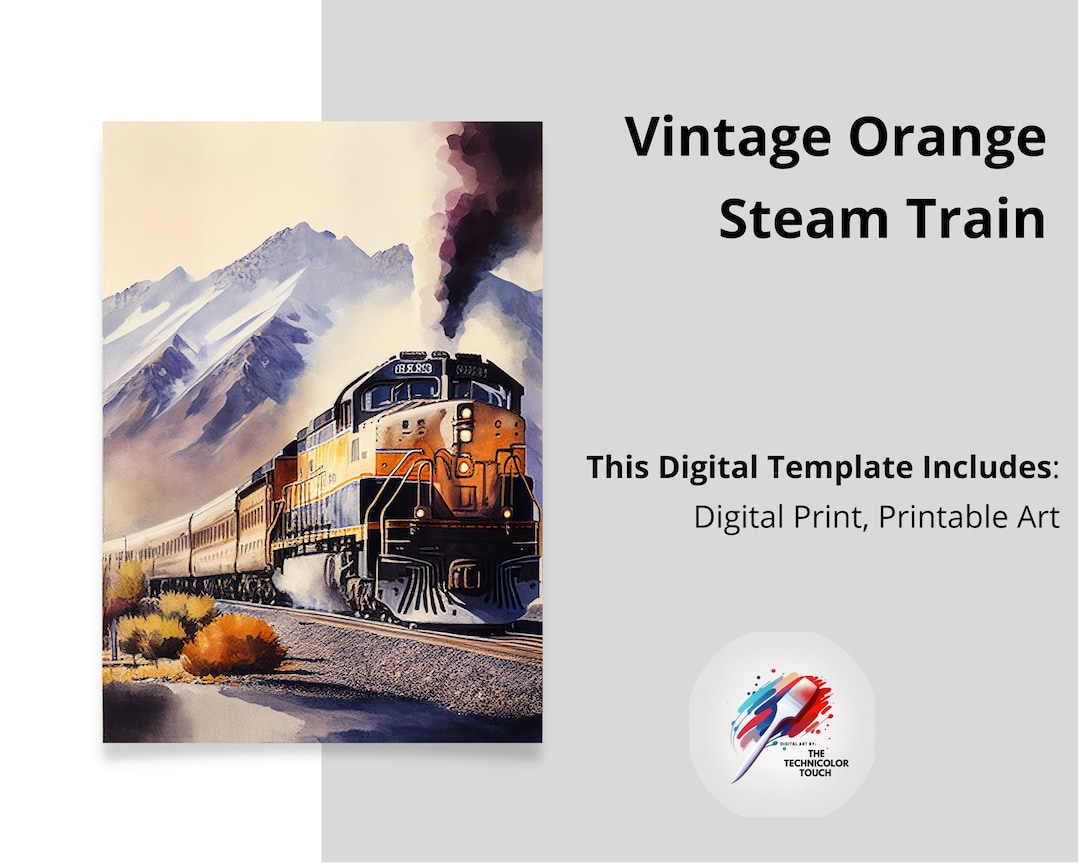 Train, Locomotive, Vintage Orange Steam Train, Landscape, Mountains ...