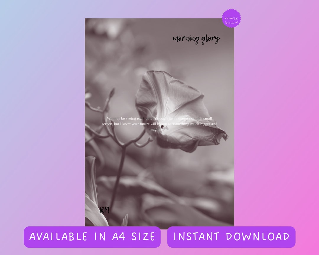BTS RM Birthday Flower Wall Art, Rm Morning Glory Birth Flower Poster ...