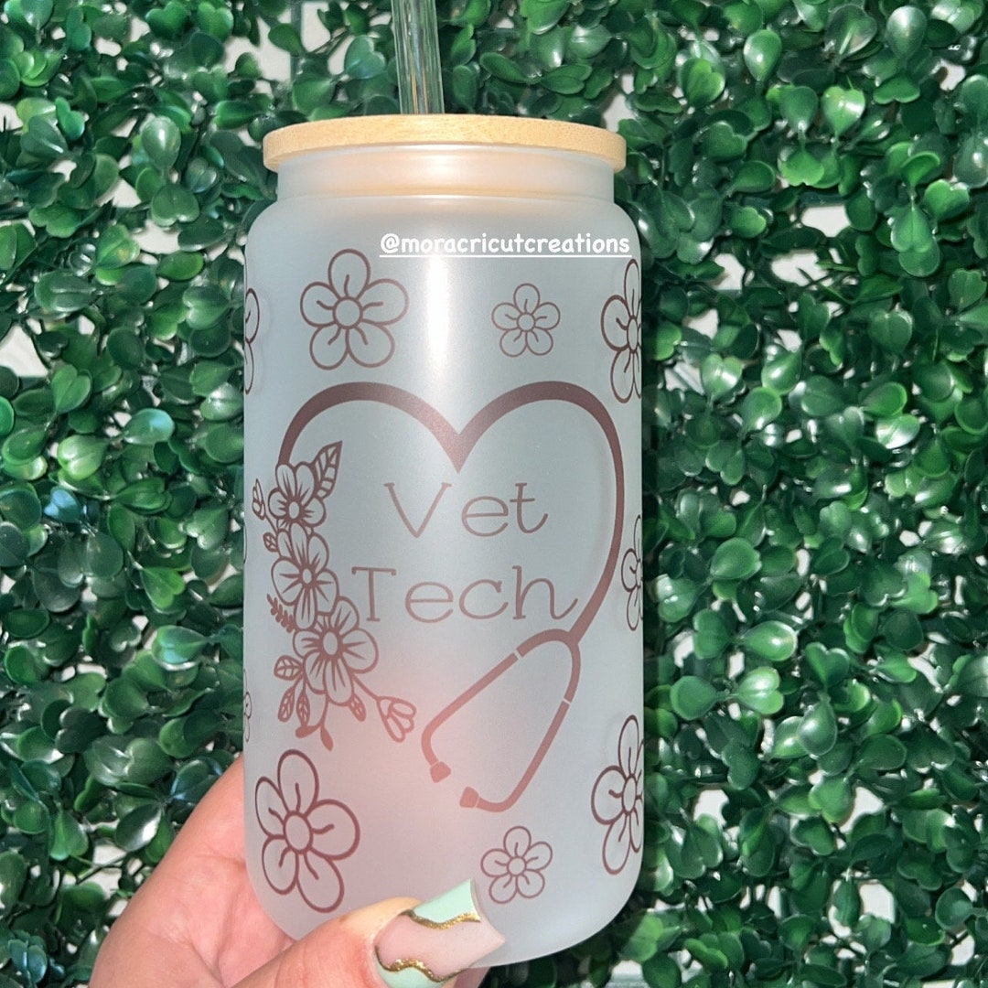 Vet Tech Glass Cup, Vet Tech Gift, Vet Tech Libbey Can, Vet Tech, Vet ...