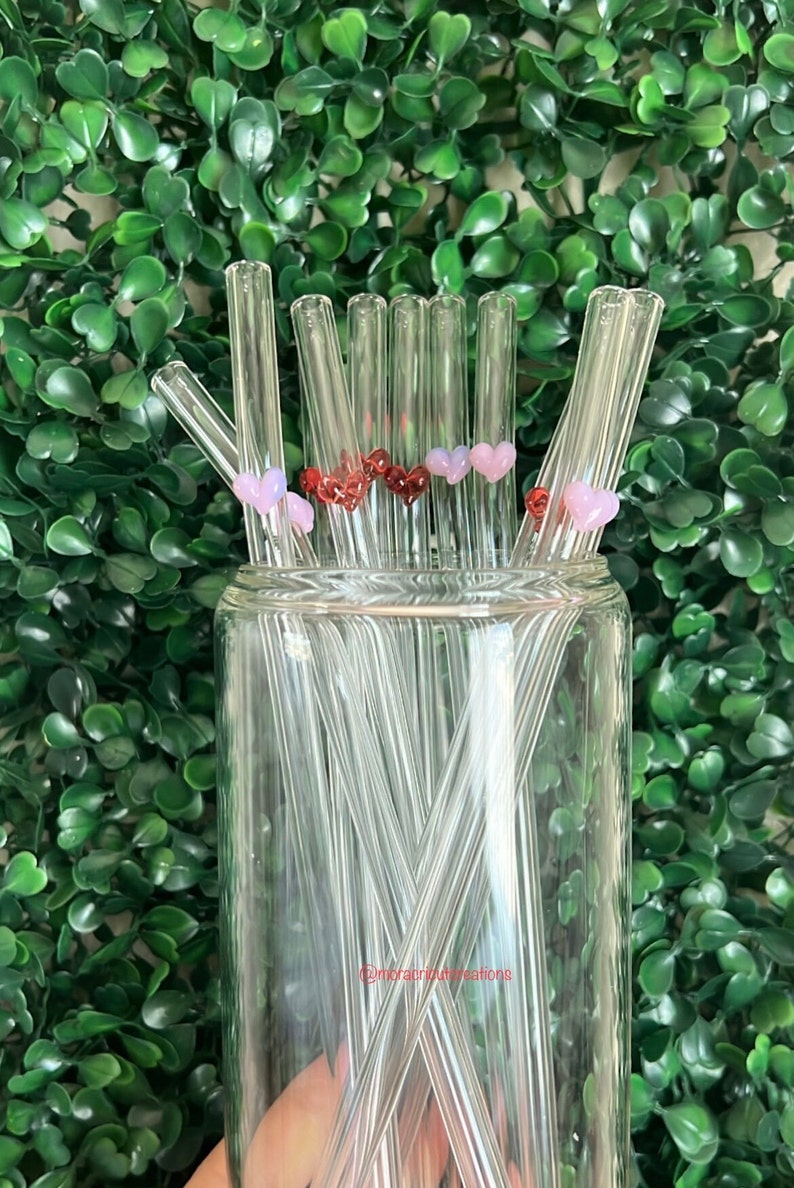 Heart Glass Straws, Glass Straws for Libbey Cans, Heart Shaped Straws ...