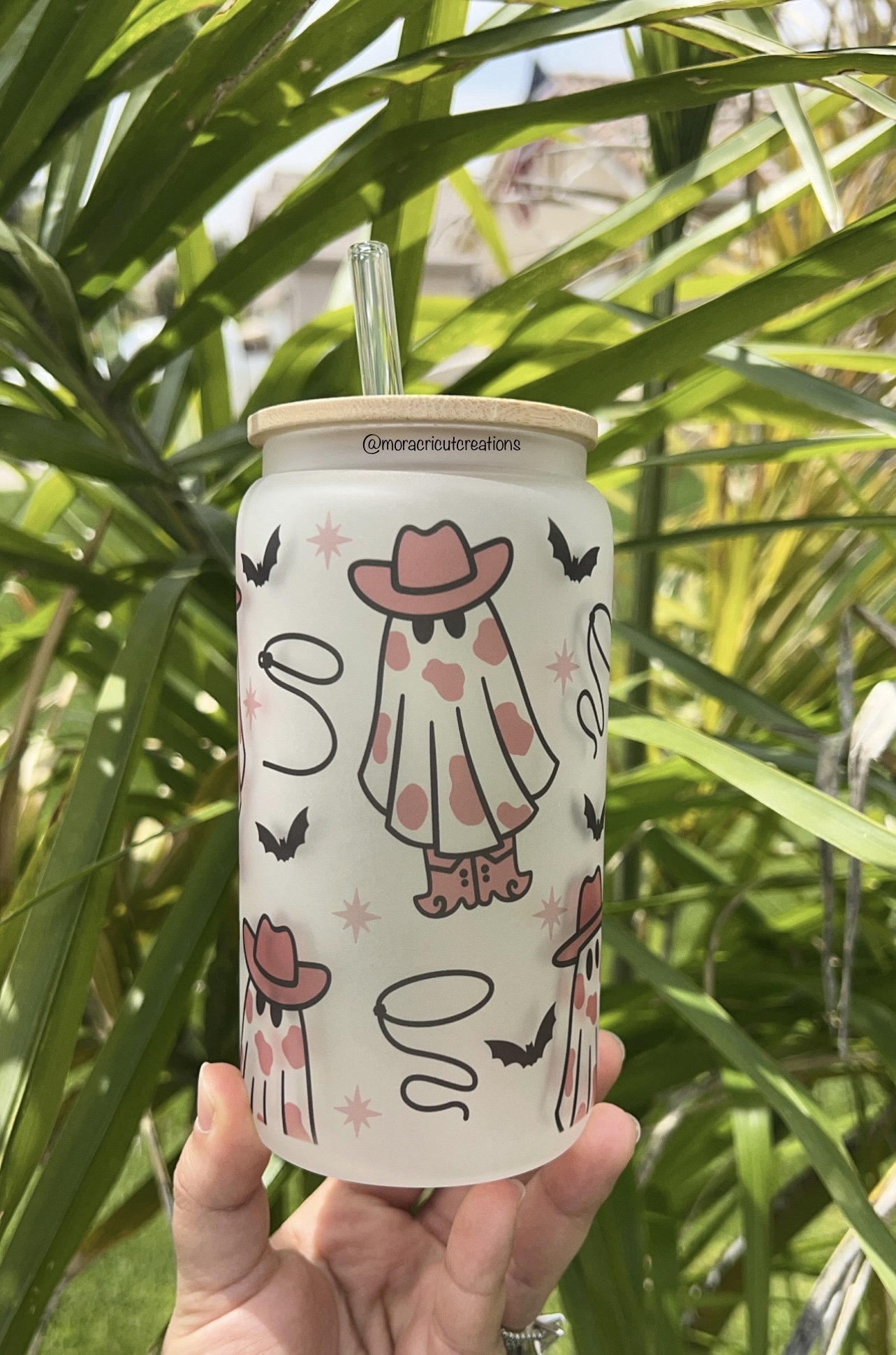 Cowgirl Ghost Cup, Ghost, 18oz Cup, Frosted Cup, Ghost Cup, Dressed up ...