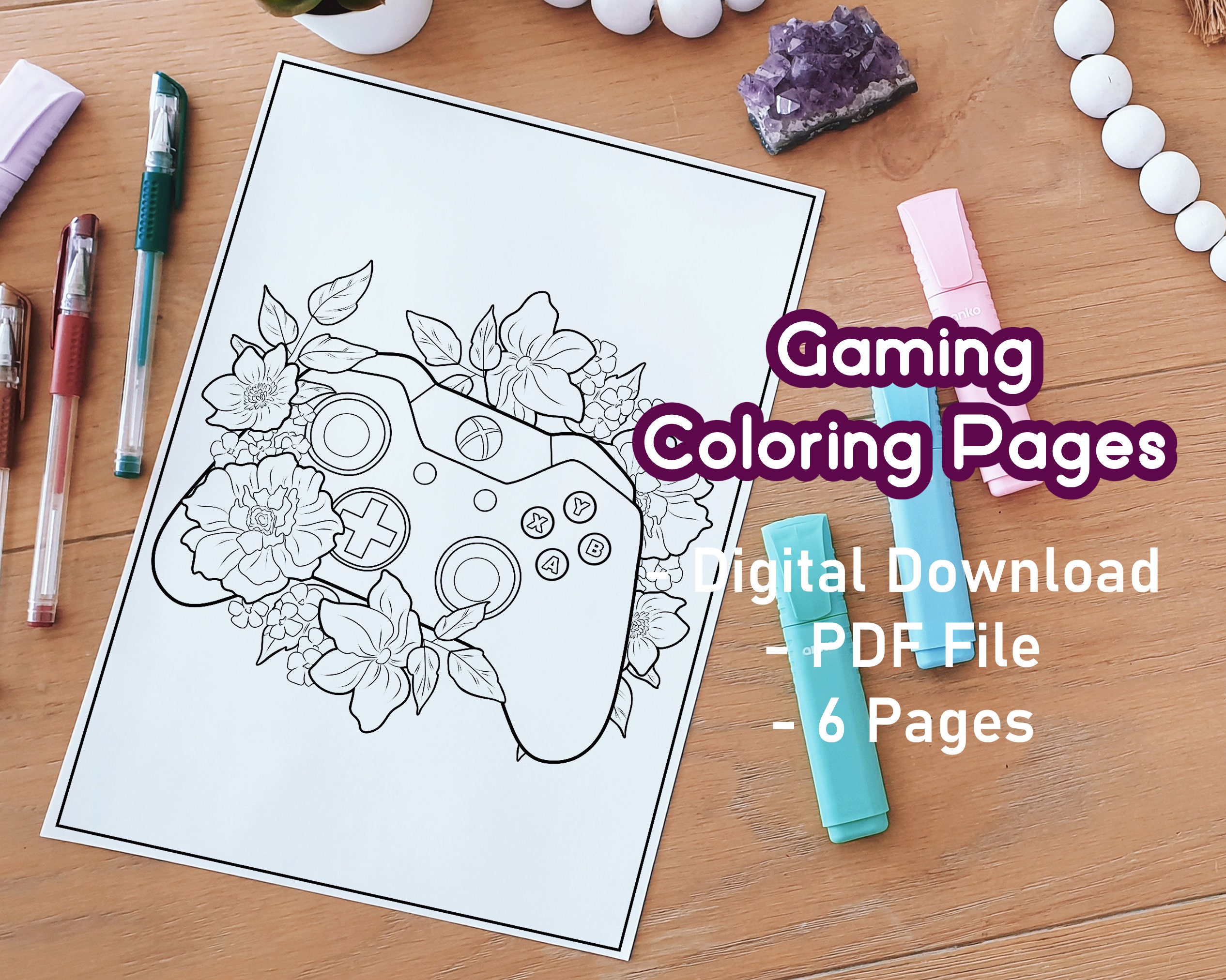 Gaming Coloring Pages Floral Coloring Pages Cute Coloring Pages Adult ...