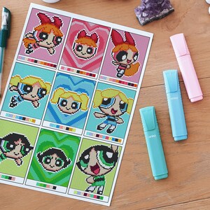 Pixel Powerpuff Girls Color by Numbers: 90s Cartoon Coloring Pack (PDF ...
