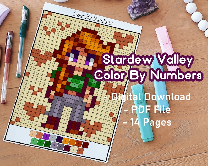 Stardew Girls Color by Number: Printable Gaming Coloring Pages Pack ...