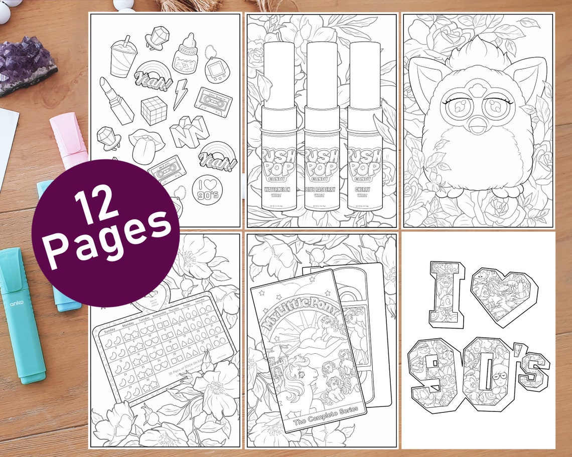 90s Nostalgia Coloring Pages Pack 2 | 90s Things | Adult Coloring Pack ...