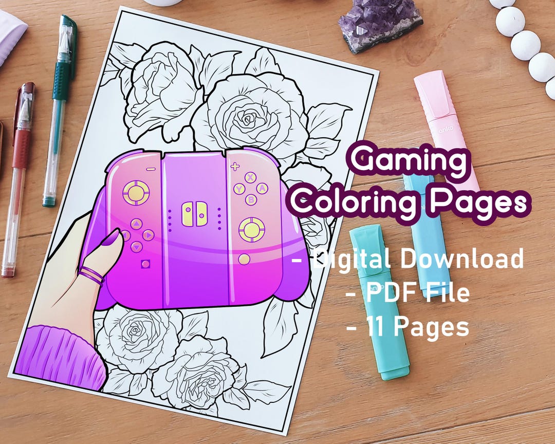 Gaming Coloring Pack 1 | Floral | Cute | Gamer | Console | Adult ...