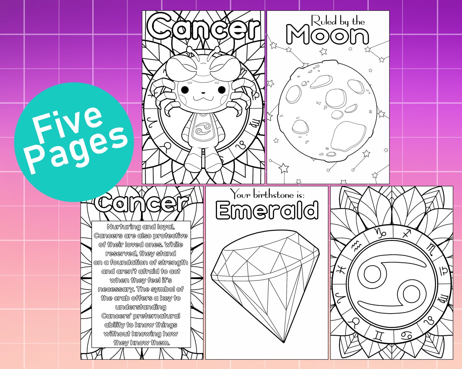 Cancer Coloring Pages | Astrological Sign Coloring Pages | Cute Zodiac ...