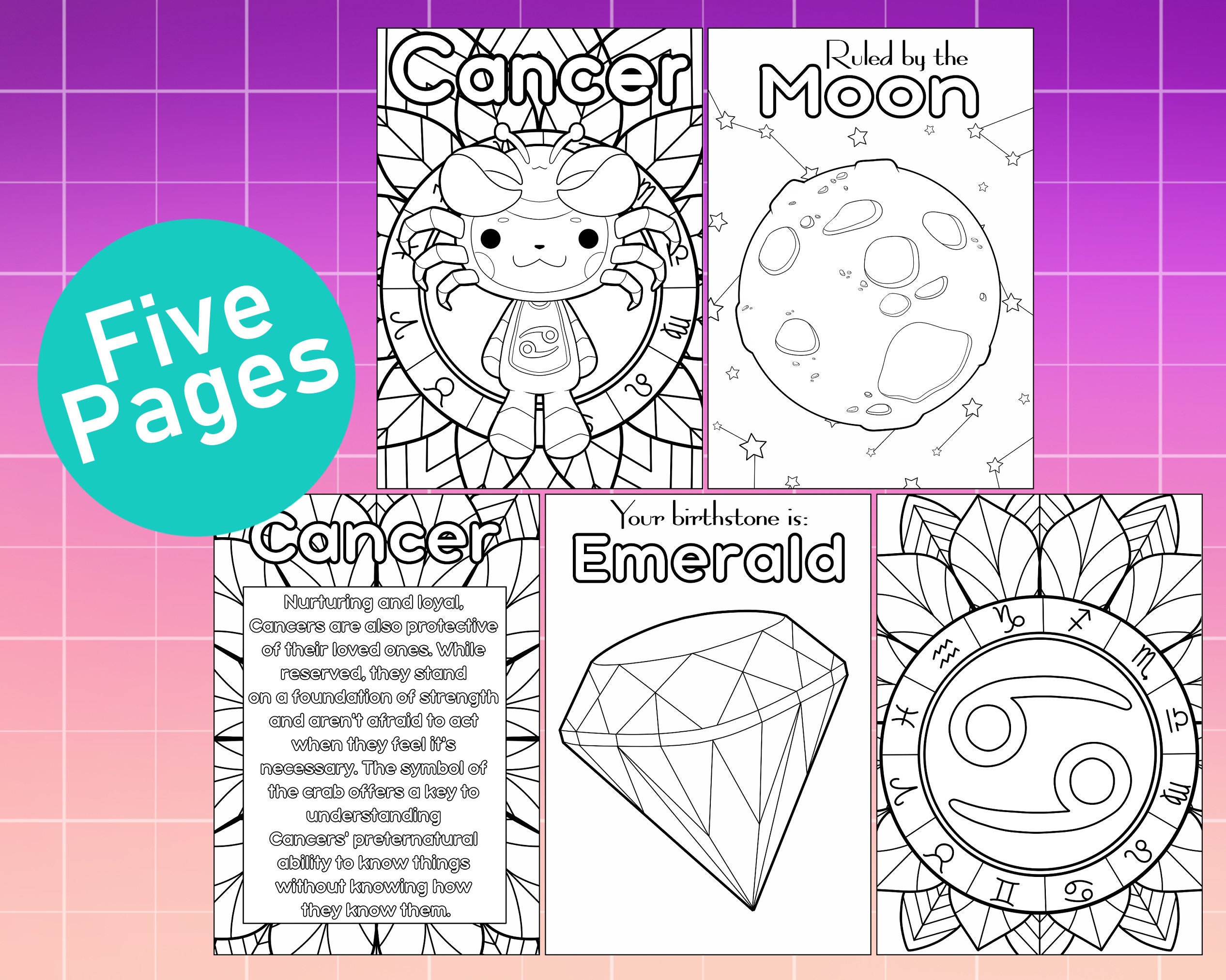 Cancer Coloring Pages | Astrological Sign Coloring Pages | Cute Zodiac ...