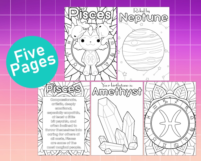 Pisces Coloring Pages Astrological Sign Coloring Pages Cute Zodiac ...