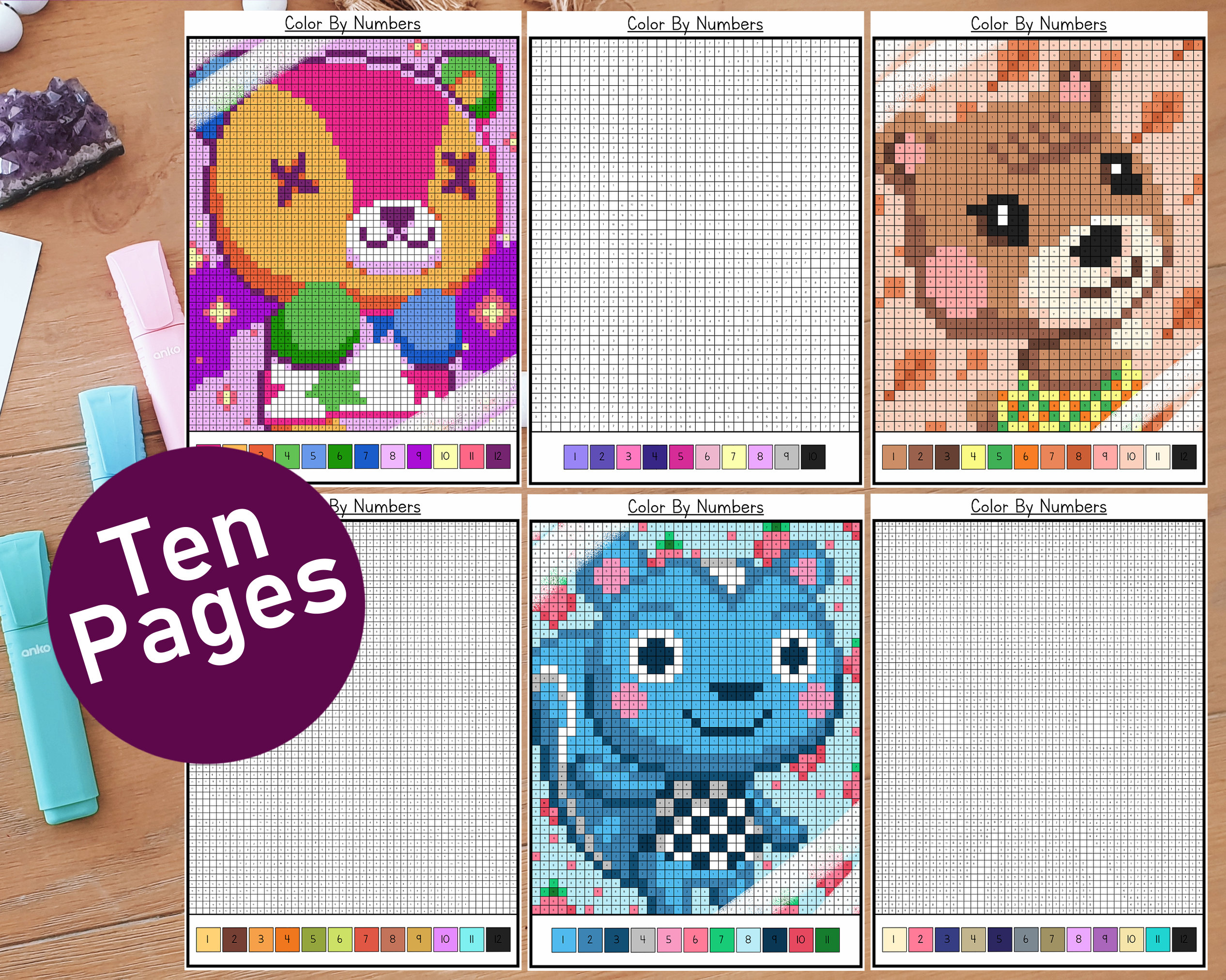 AC Villagers Color by Numbers | Printable | Cute | Gamer | Pixel Art ...