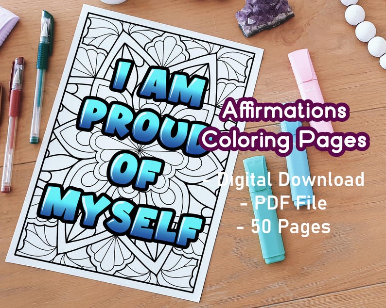 Positive Affirmations Coloring Pages: Mandala Designs (PDF) - Etsy ...