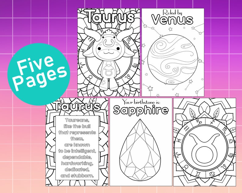 Taurus Coloring Pages | Astrological Sign Coloring Pages | Cute Zodiac ...
