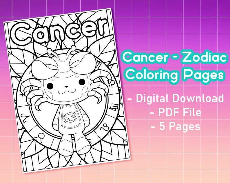 Cancer Coloring Pages | Astrological Sign Coloring Pages | Cute Zodiac ...