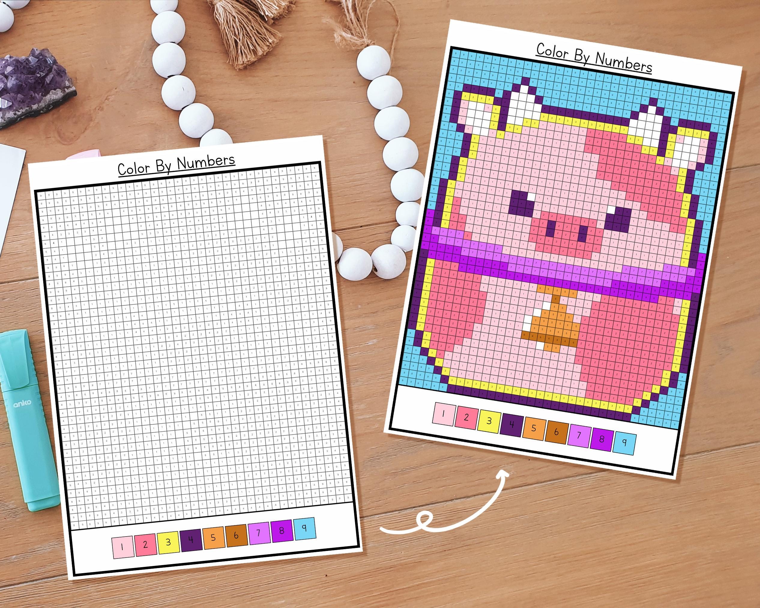 Squishmallows Color by Number Bundle | Party Favours | Printable ...